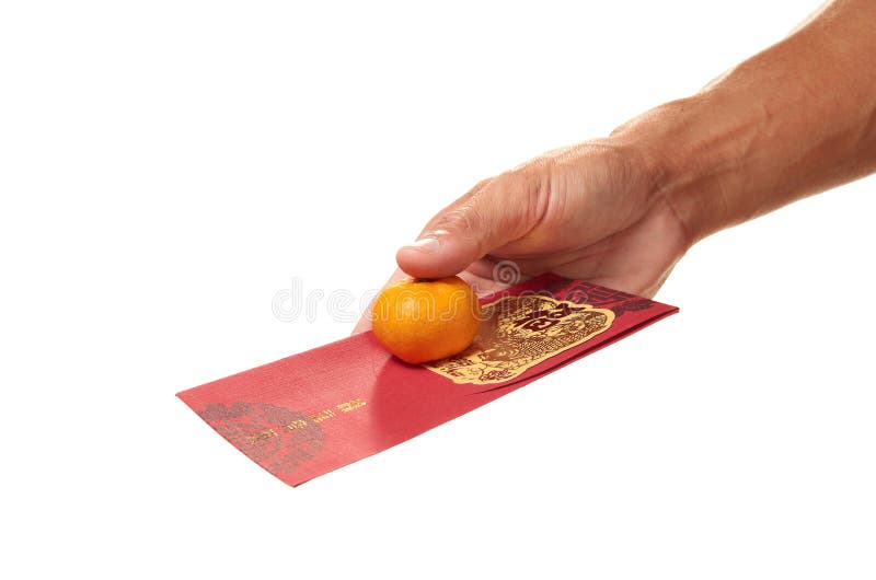 Red Packet with Mandarin Orange Stock Photo - Image of custom, concept ...