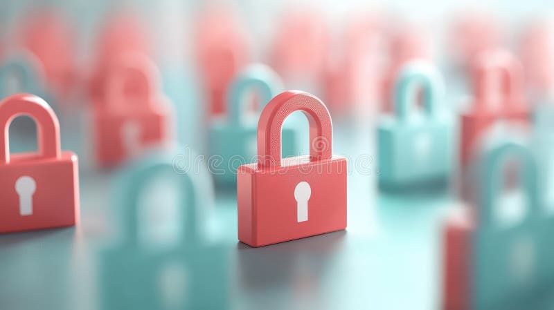 Red Padlock Amidst Blue Padlocks, a Visual Representation of Enhanced ...