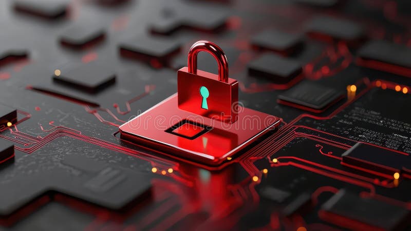 Red Padlock on Black Background, Security, Protection, and Privacy ...