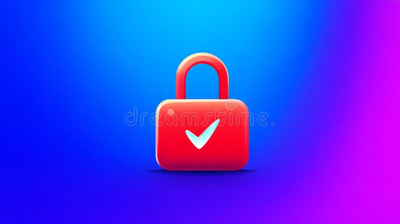 Red Padlock on Blue Background, a Symbol of Security, Protection, and ...
