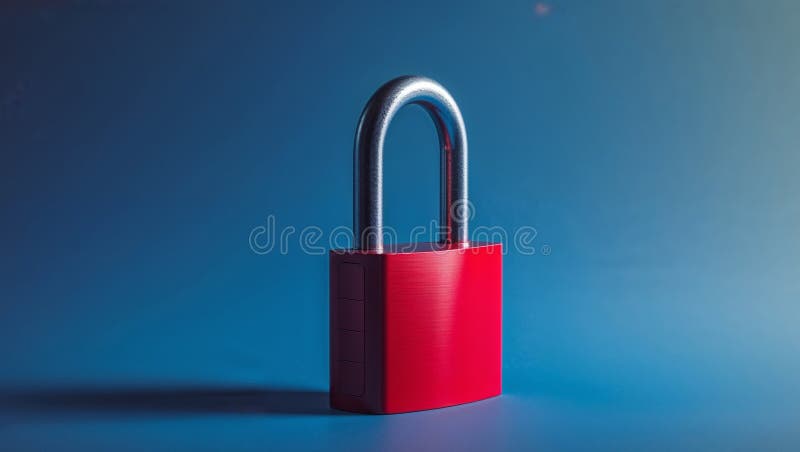 Red Padlock Blue Symbolizing Security Protection Data Privacy Digital ...