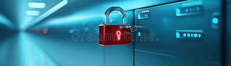 Red Padlock on Blue Wall, Symbolizing Security, Protection, and Privacy ...