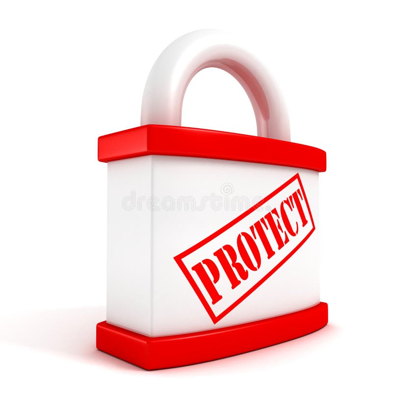 Red Padlock Closeup Concept Protect Text Symbol Stock Illustration ...