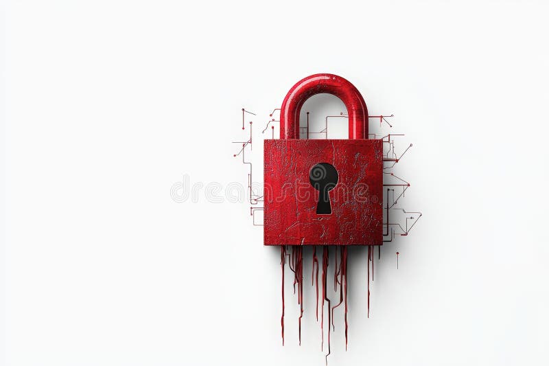 Red Padlock with Digital Circuit Pattern Stock Illustration ...