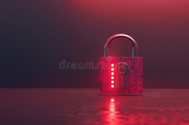 Red Padlock Illuminated by Red Light on Table. Generative AI Stock ...