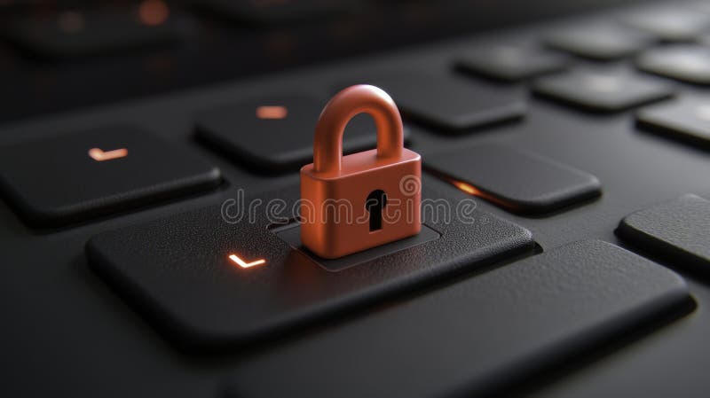 Red Padlock on a Black Keyboard, Symbolizing Digital Security and Data ...