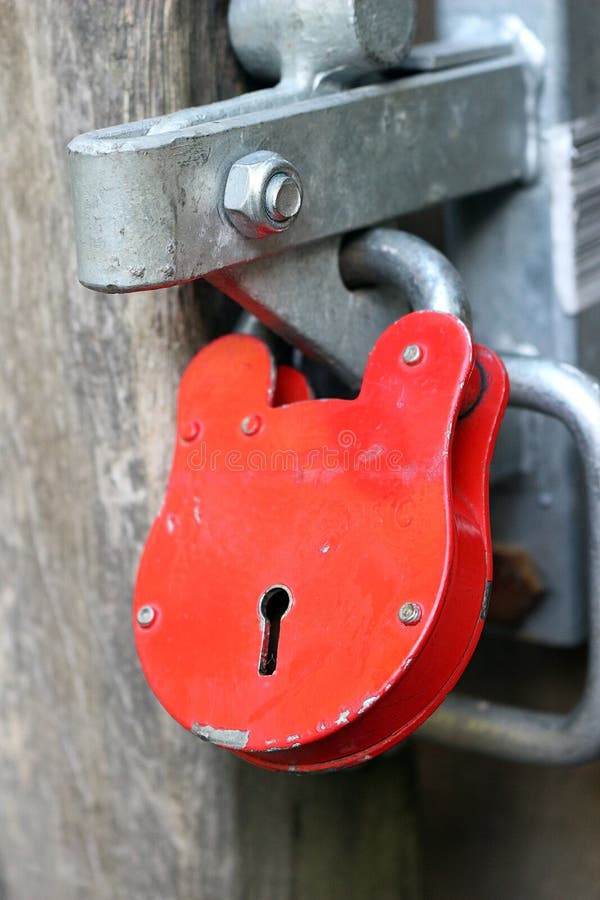 Red padlock stock photo. Image of closed, bolts, close - 83615704