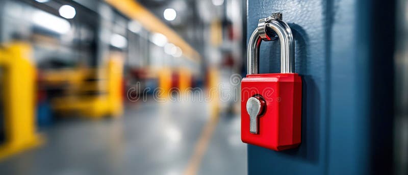 Red Padlock Securing Industrial Equipment. Generative Ai Stock ...