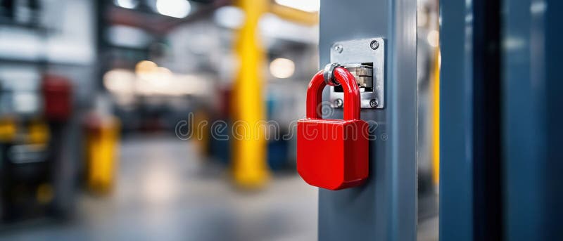 Red Padlock Securing Industrial Equipment. Generative Ai Stock ...