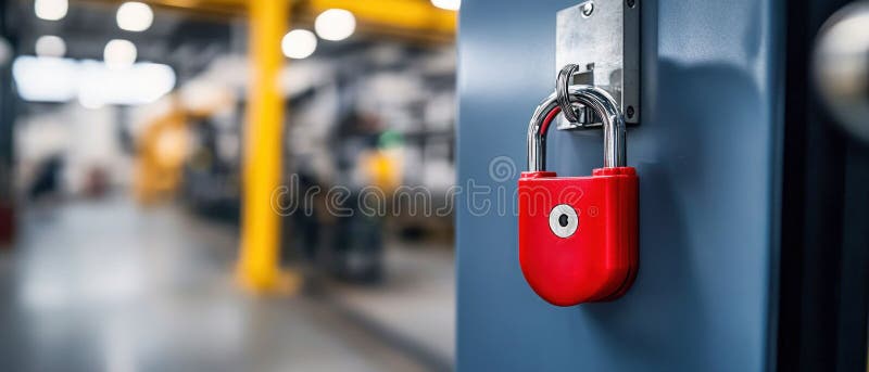 Red Padlock Securing Industrial Equipment. Generative Ai Stock ...
