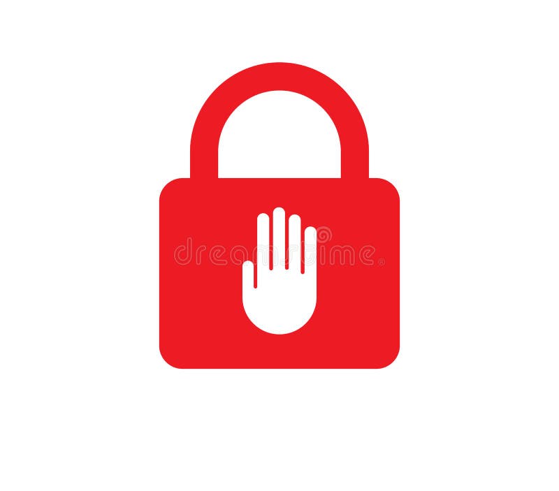 Red Padlock with White Palm Icon Stock Vector - Illustration of concept ...