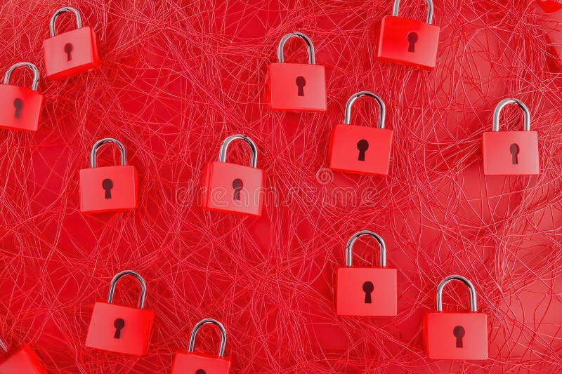 Red Padlocks on Red Background Symbolize Data Security and Protection ...
