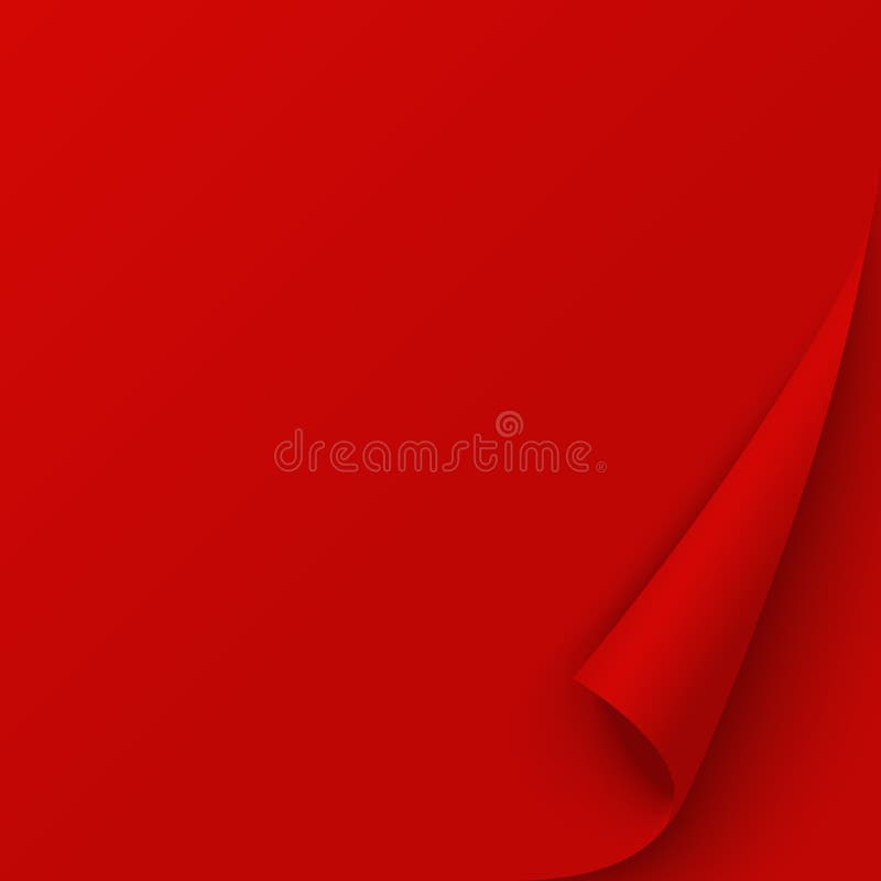 Red Page with Curled Corner, Empty Red Wrapping Paper, Banner Template ...
