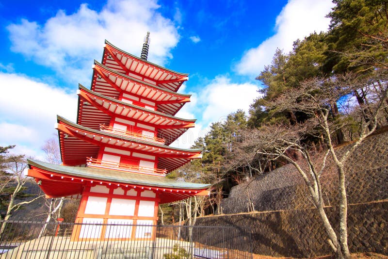 Red pagoda in daylight stock image. Image of daylight - 58323093