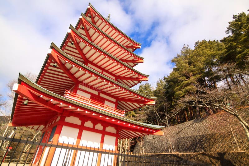Red pagoda in shrine stock photo. Image of famous, pagoda - 61381776