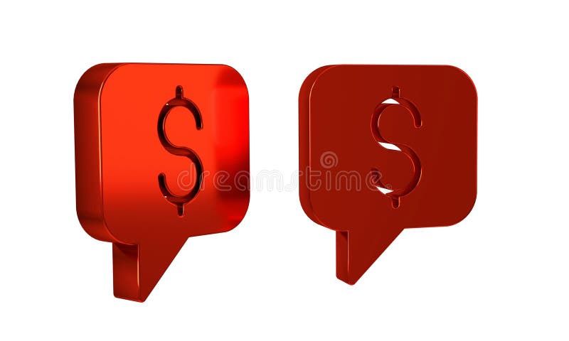 Red Paid Support Icon Isolated on Transparent Background.Speech Bubble ...