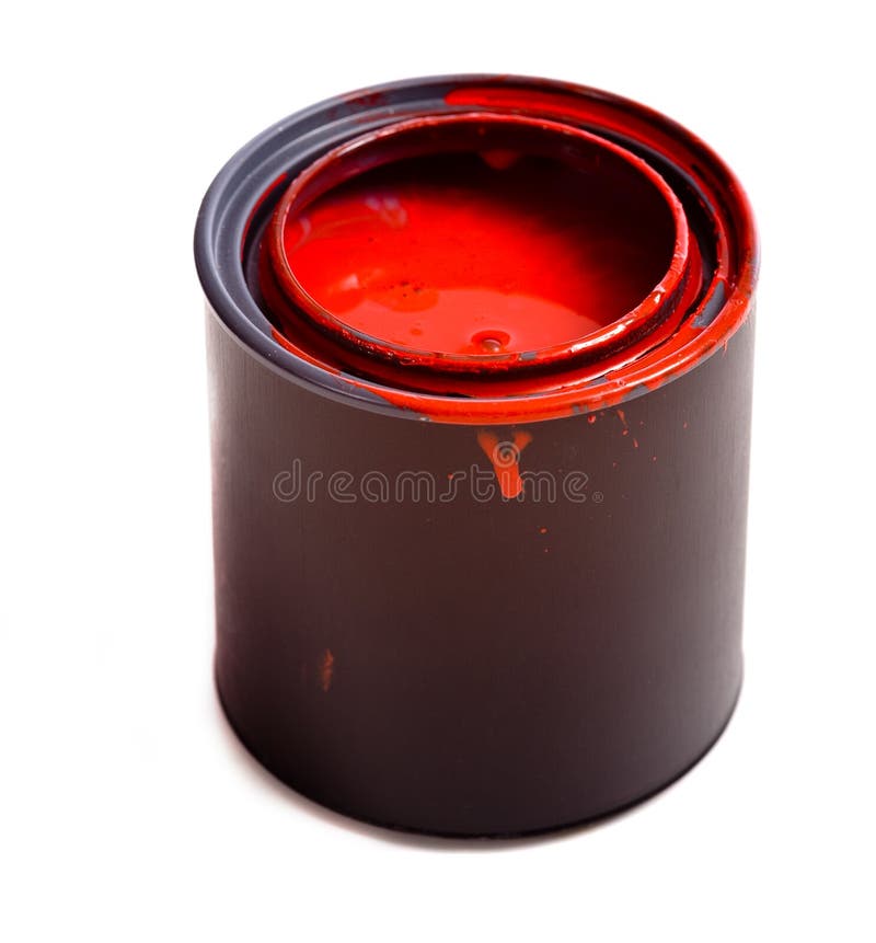Can filled with red paint stock image. Image of glossy - 3541209