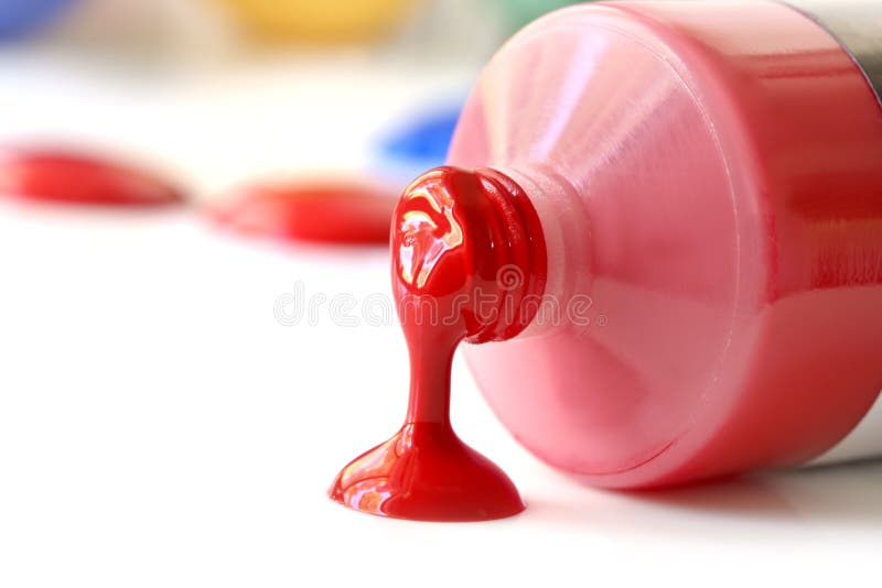 Red Paint in a Tub Over Yellow Stock Photo - Image of decorate ...