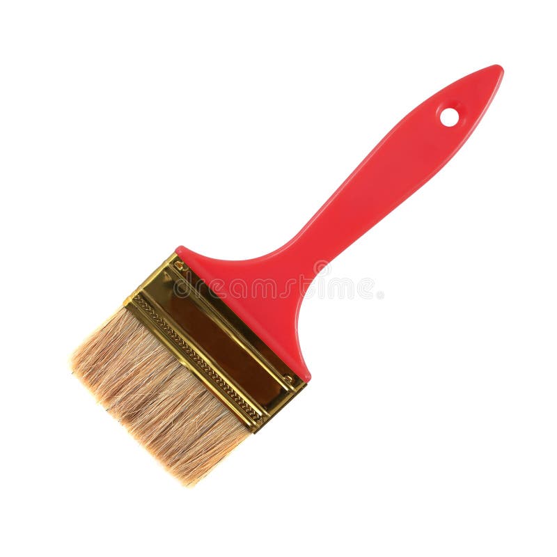 The Red Paint Brush Isolated on White. Stock Image - Image of pile ...