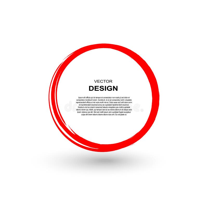 Red Paint Brush Stroke Circle Isolated on White Background. Vector ...