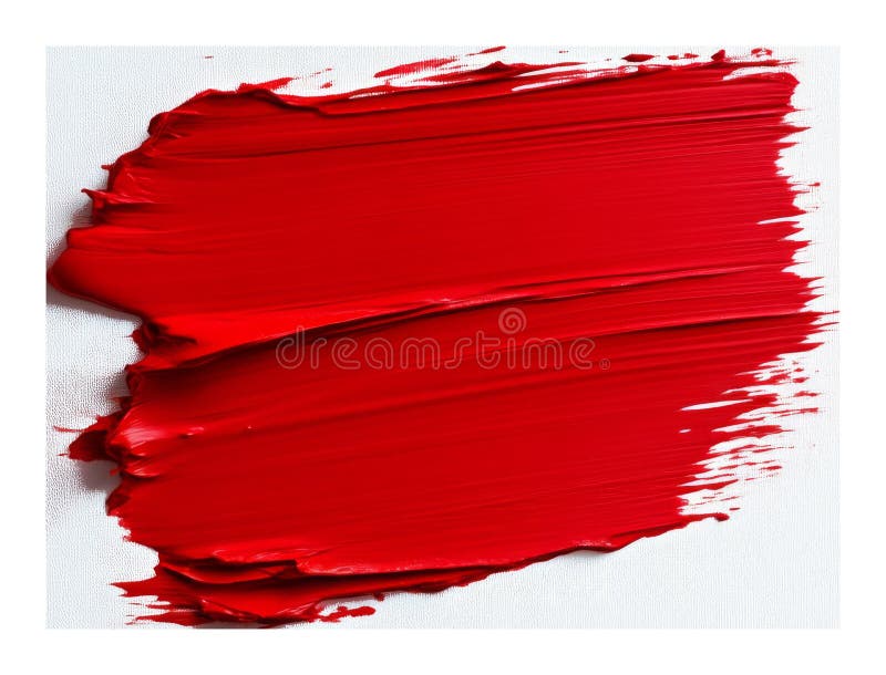 Red Paint Brush Stroke on Transparent Background, Artistic Expression ...