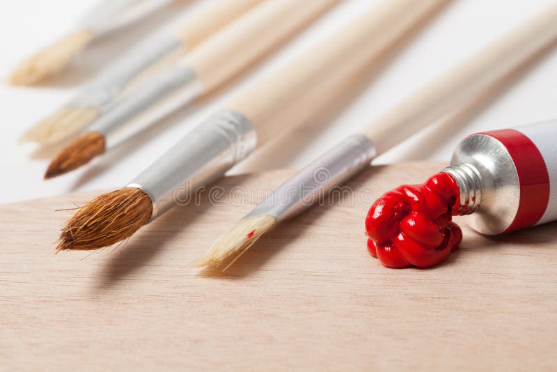 Red Paint and Brushes stock photo. Image of paint, equipment - 42296440