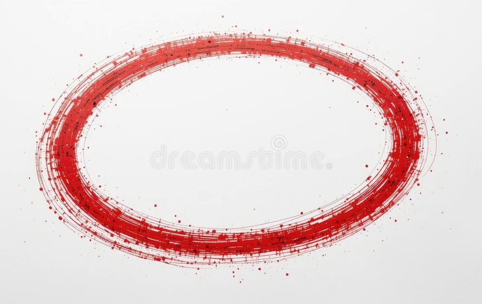 Red Paint Brushstroke Circle Frame on White Background Abstract Design ...