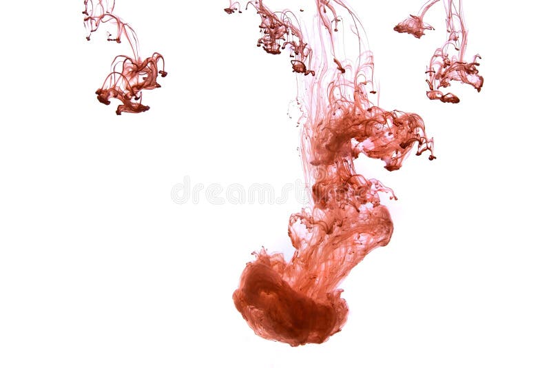 Red Paint Dissolving in Water with White Background Stock Image - Image ...