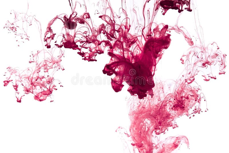Red Paint Dissolving in Water with White Background Stock Photo - Image ...