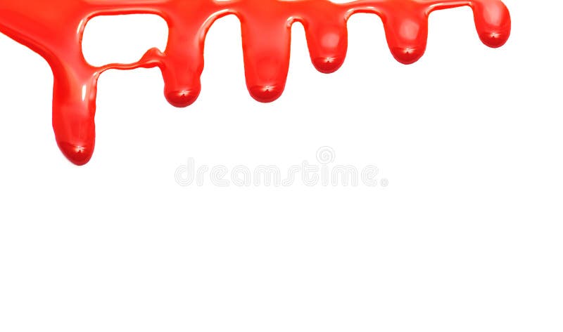 Red Paint Dripping Isolated on White Paper Stock Photo - Image of decor ...