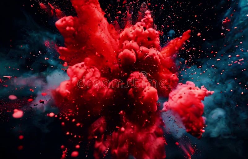 Red Paint Explosion Abstract Background. Coloured Cloud on Black Stock ...
