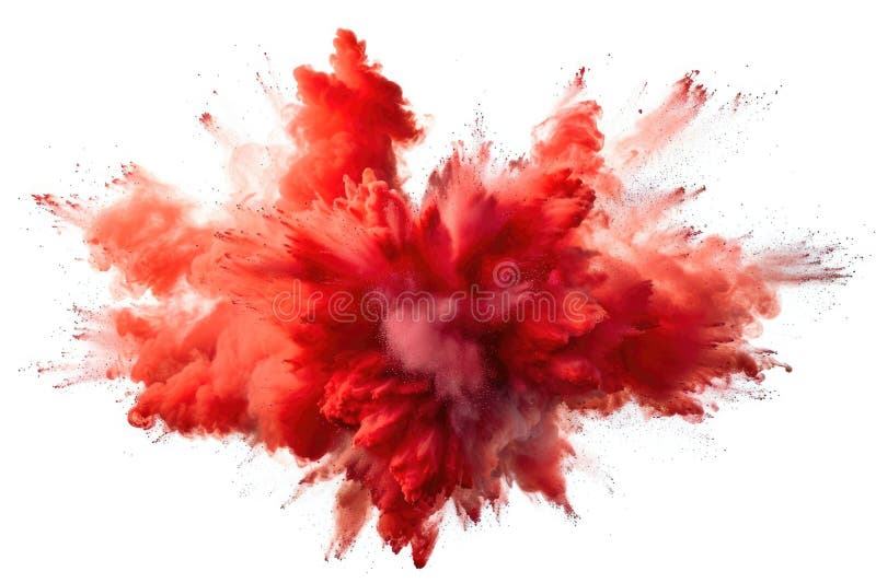 Red Paint Explosion Abstract Background. Coloured Cloud on White Stock ...