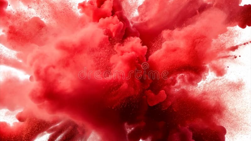 Red Paint Explosion Abstract Background. Coloured Cloud on White Stock ...