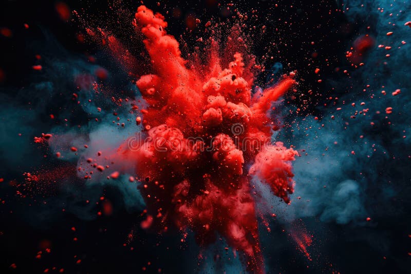 Red Paint Explosion Splash Abstract Background. Blood Cloud, Dust ...