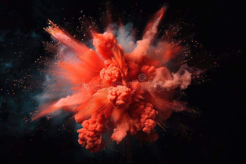 Red Paint Explosion Splash Abstract Background. Blood Cloud, Dust ...