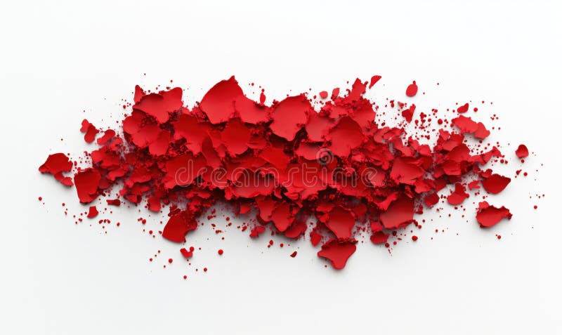 Red Paint Flakes Scattered on White Background Creating Artistic ...
