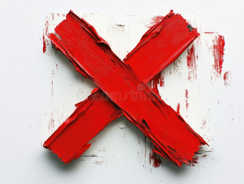 Red Paint Forming a Cross on White Canvas Background Stock Illustration ...