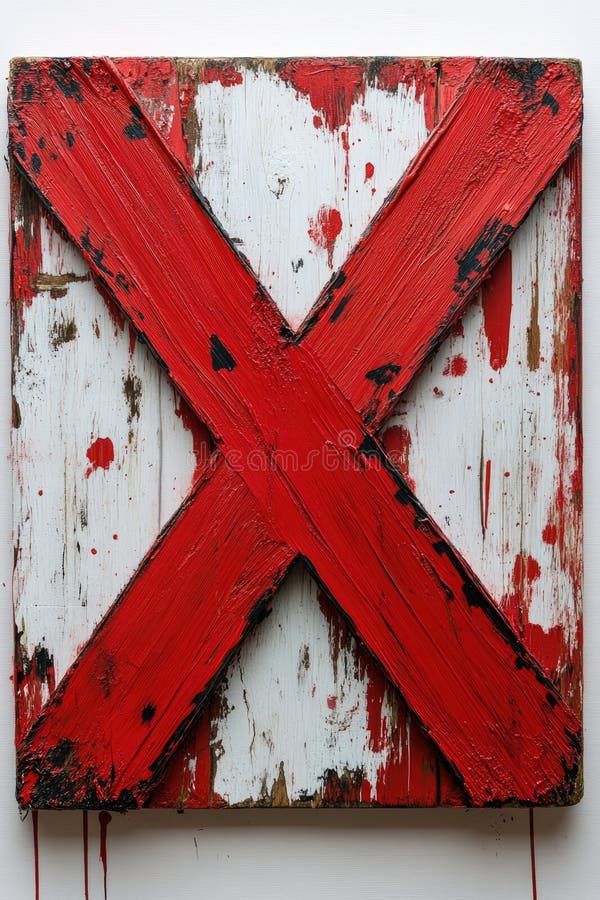 Red Paint Forming a Cross on White Canvas Background Stock Illustration ...