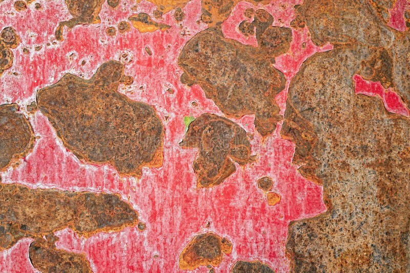 Red Paint Peeling from a Rusty Metal Surface Stock Image - Image of ...