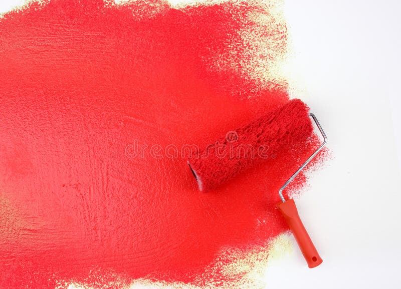 Paint Roller with Red Paint Stock Photo - Image of wire, brushing: 9837272