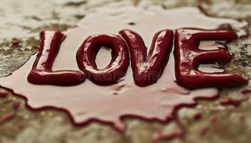 Red Paint Spelling Love on a Textured Surface during a Creative Art ...