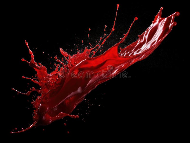 Red Paint Splash on Black Background Stock Illustration - Illustration ...
