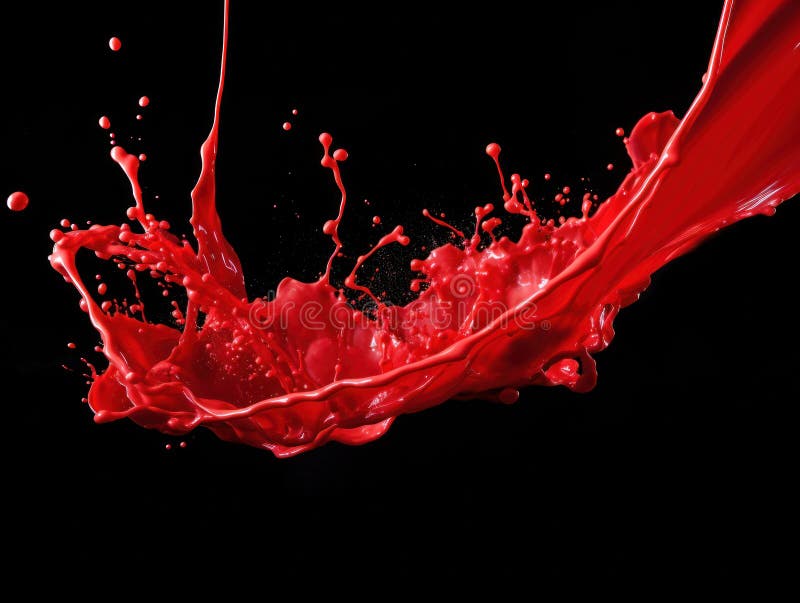 Red Paint Splash on Black Background Stock Illustration - Illustration ...