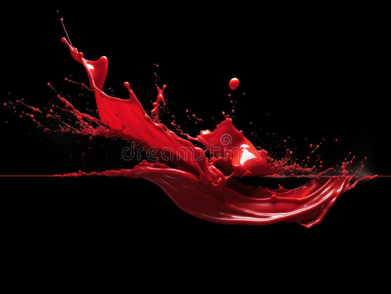 Red Paint Splash on Black Background Stock Illustration - Illustration ...
