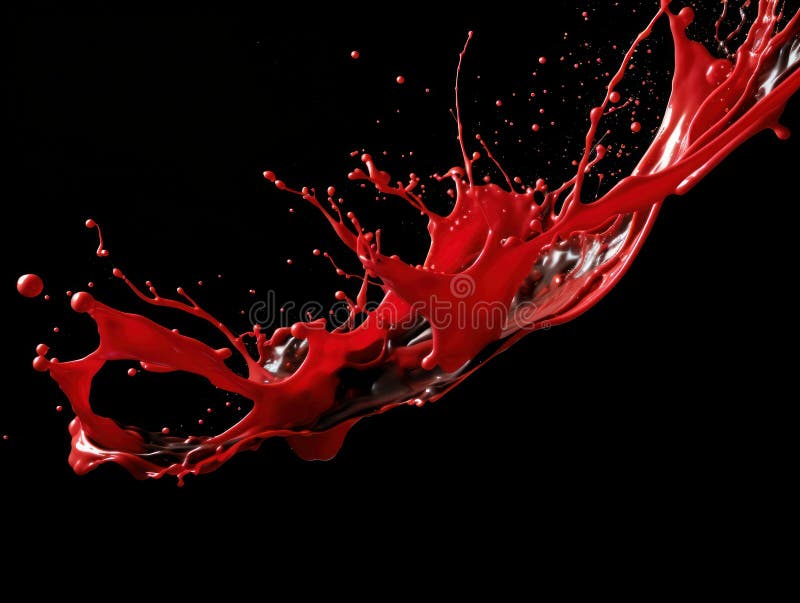 Red Paint Splash on Black Background Stock Illustration - Illustration ...