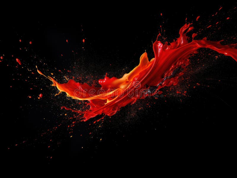 Red Paint Splash on Black Background Stock Illustration - Illustration ...