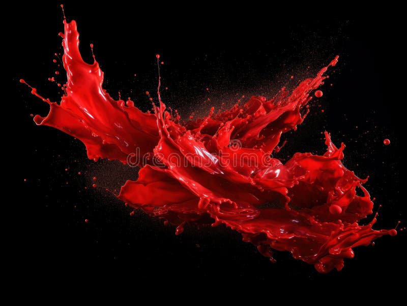 Red Paint Splash on Black Background Stock Illustration - Illustration ...