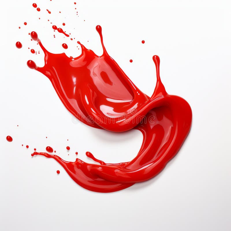 Red Paint Splash Creating Waves on White Background. Dynamic Red Liquid ...