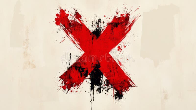 Red Paint Splash in the Shape of an X on a White Background Stock Photo ...