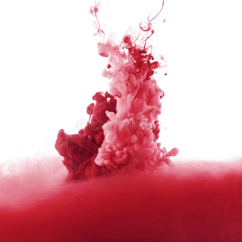 Red paint splash in water, stock image. Image of texture - 119797015